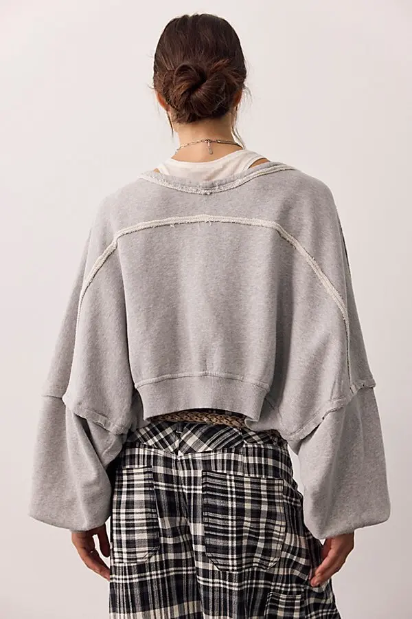 Free People Shrug It Off Sweatshirt - Heather Grey