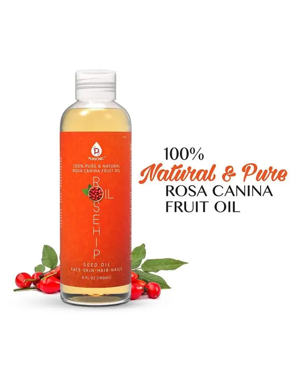 PURSONIC 100% Pure & Cold Pressed Premium Rosehip Seed Oil 6 Oz - Orange