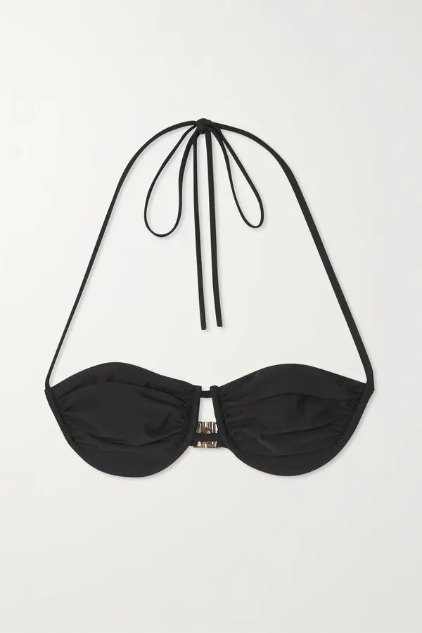 ISA BOULDER Finder Ruched Bikini Top - Black