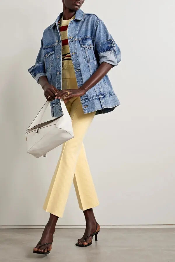 HIGH SPORT Cropped Stretch-cotton Flared Pants - Yellow