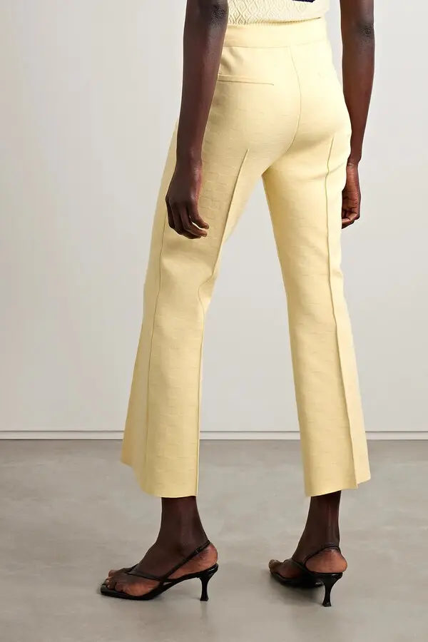 HIGH SPORT Cropped Stretch-cotton Flared Pants - Yellow