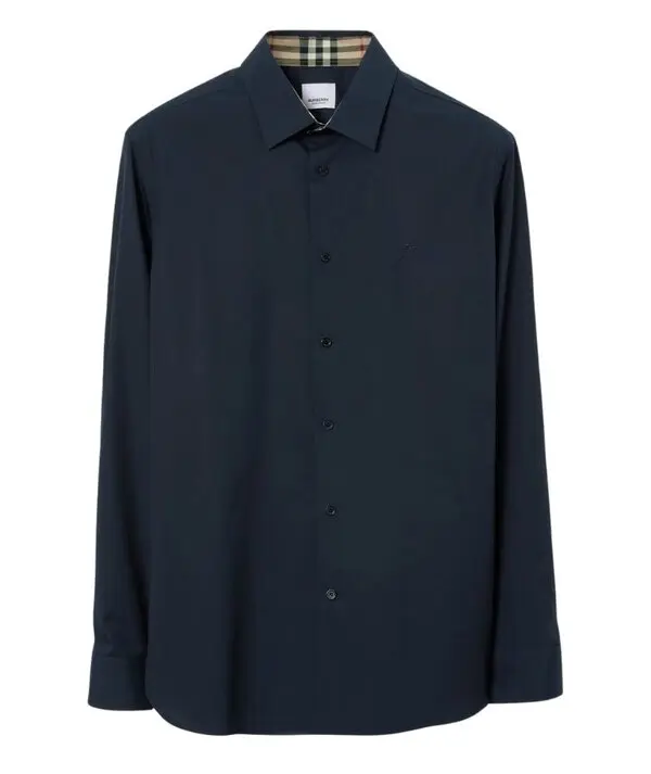 Burberry Slim Fit Stretch Cotton Shirt - Navy