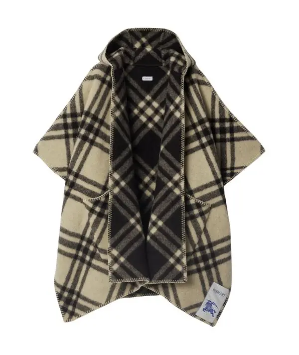 Burberry Reversible Check Wool Cape - Candle