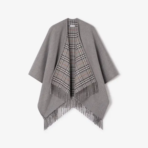 Burberry Reversible Check Wool Cape - Grey
