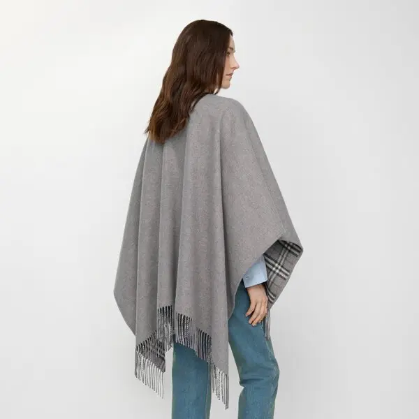 Burberry Reversible Check Wool Cape - Grey