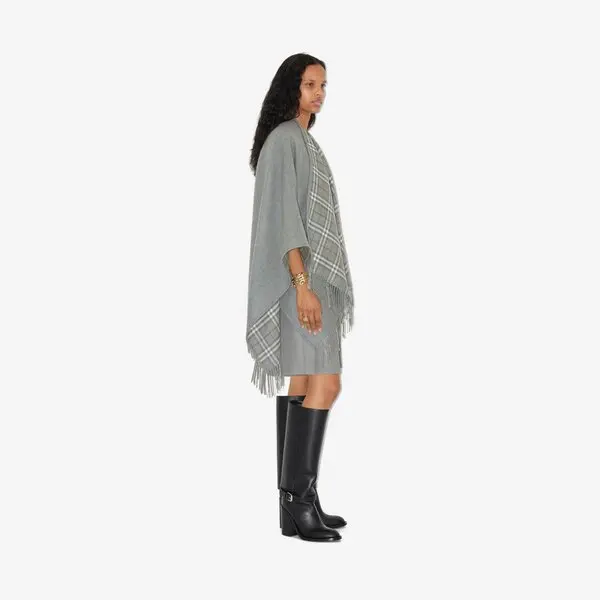 Burberry Reversible Check Wool Cape - Grey