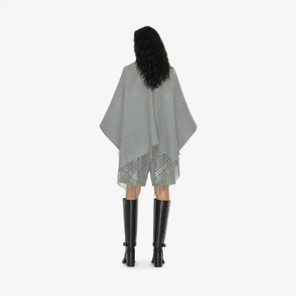 Burberry Reversible Check Wool Cape - Grey