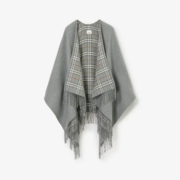 Burberry Reversible Check Wool Cape - Grey
