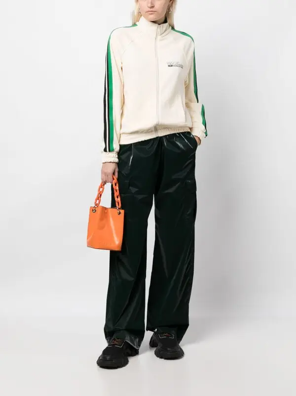 MSGM Logo-print Zip-up Sweatshirt - Neutrals