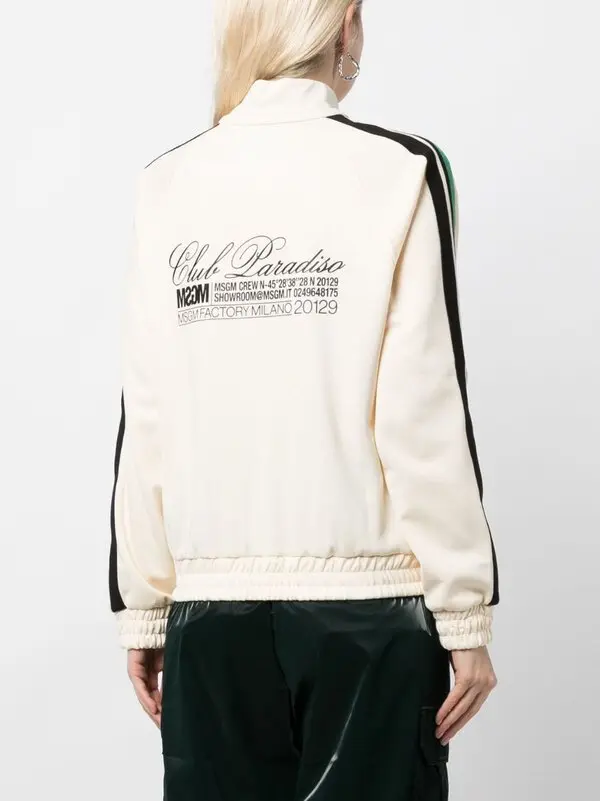 MSGM Logo-print Zip-up Sweatshirt - Neutrals