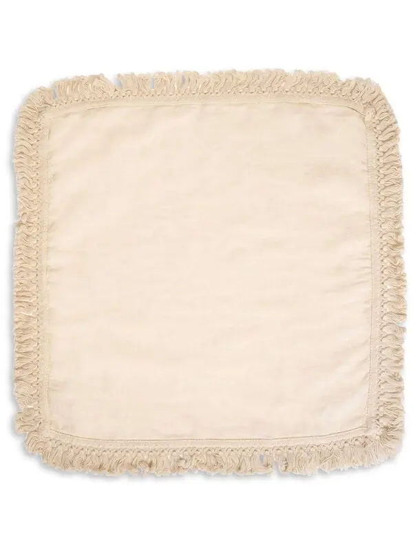 ONCE MILANO Set-of-two Fringed Linen Napkins - Neutrals