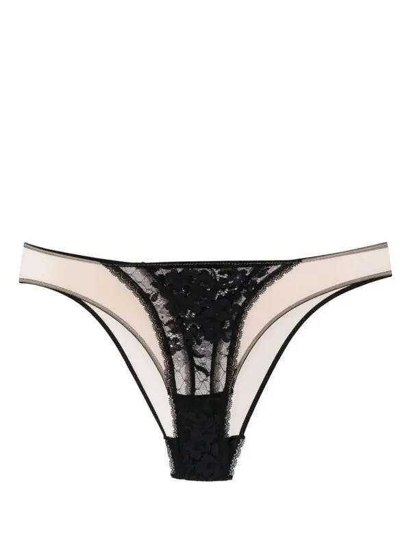 Wolford Semi-sheer Laced Briefs - Black