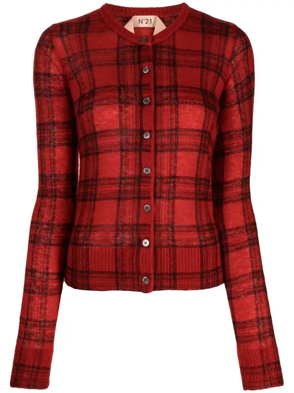 N°21 Check-print Buttoned Cardigan