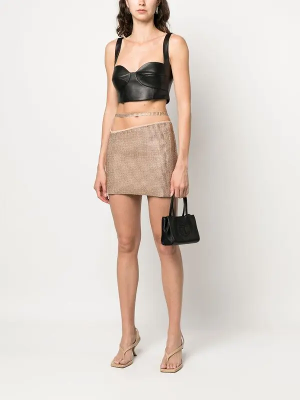 ANDREĀDAMO Rhinestone-embellished Mini Skirt - Gold