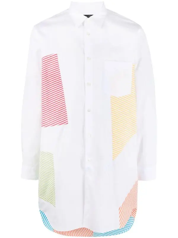 Comme Des Garçons Striped Panelled Cotton Shirt