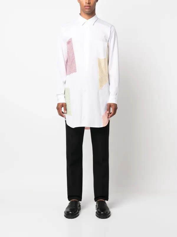 Comme Des Garçons Striped Panelled Cotton Shirt