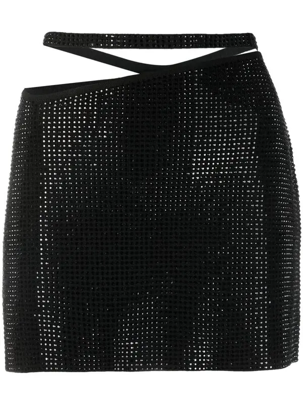 ANDREĀDAMO Rhinestone-embellished Miniskirt - Black