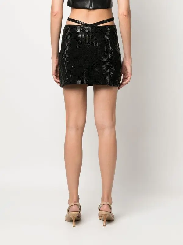 ANDREĀDAMO Rhinestone-embellished Miniskirt - Black