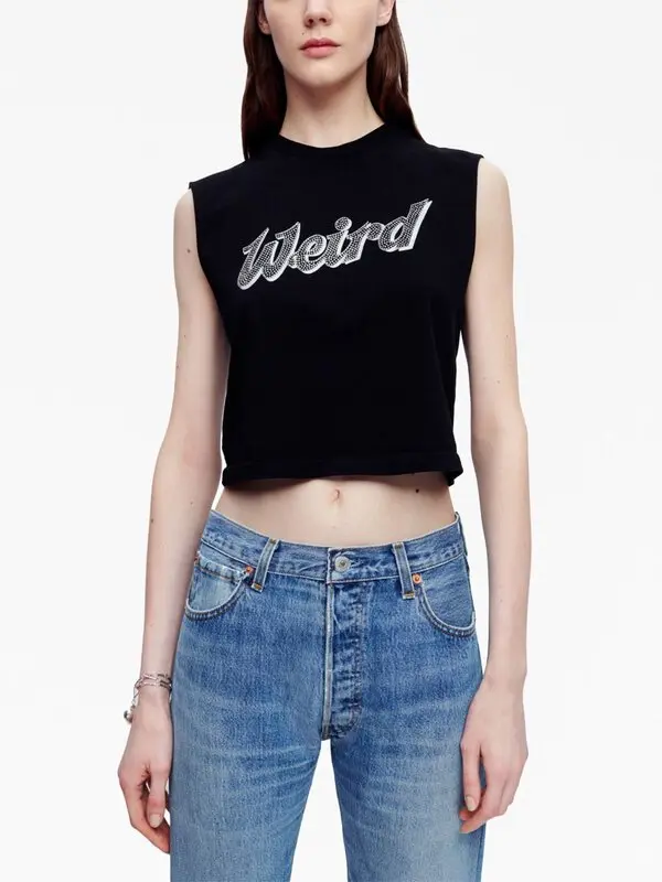 RE/DONE Rhinestone Cropped Vest