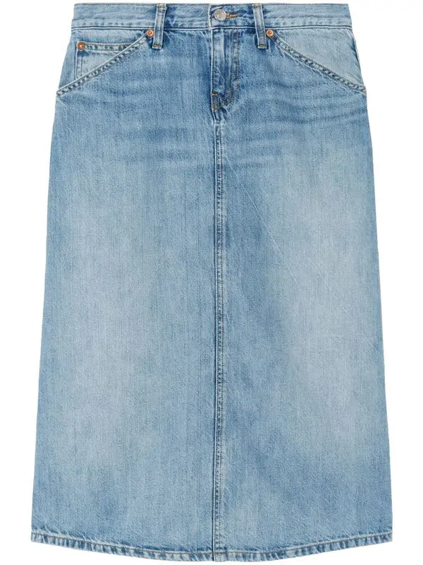 RE/DONE Low Rider Midi Denim Skirt - Blue