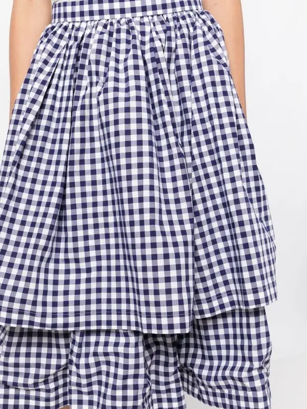 Comme Des GarçOns Gingham Check-Pattern Cotton Skirt In Blue - 10