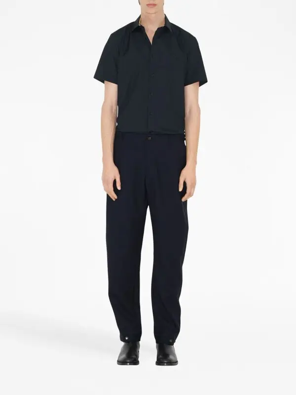 Burberry Logo-embroidered Cotton Shirt - Blue