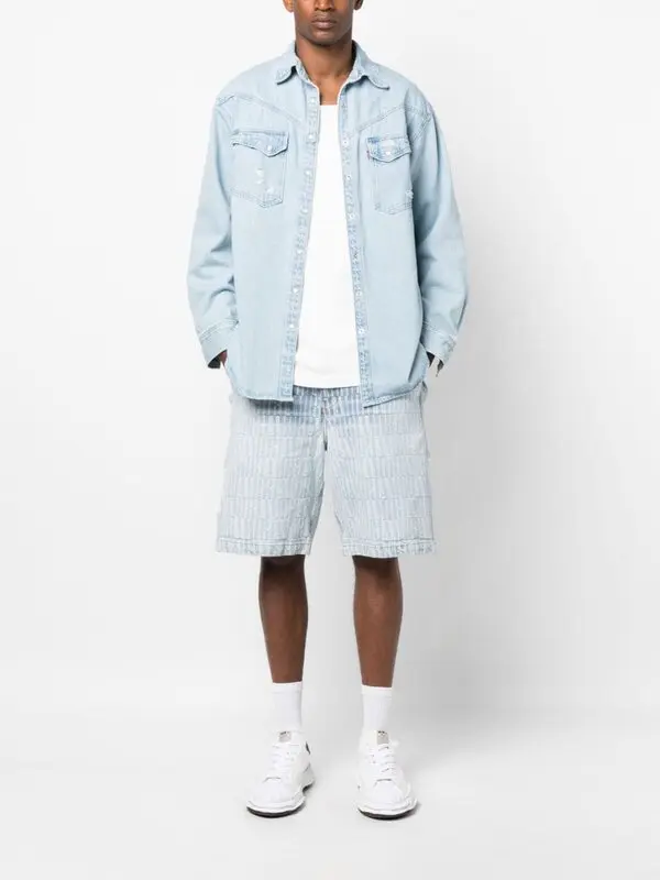 Amiri Jacquard Snap-off Denim Shorts