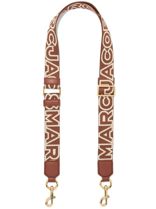 Marc Jacobs Thin Outline Logo Webbing Strap - Brown