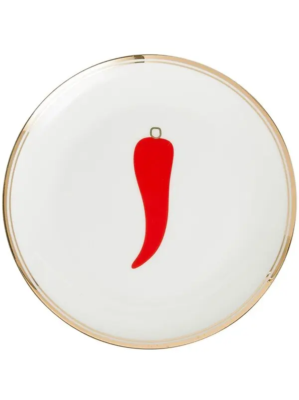 BITOSSI HOME Chilli-pepper Printed Plates - White