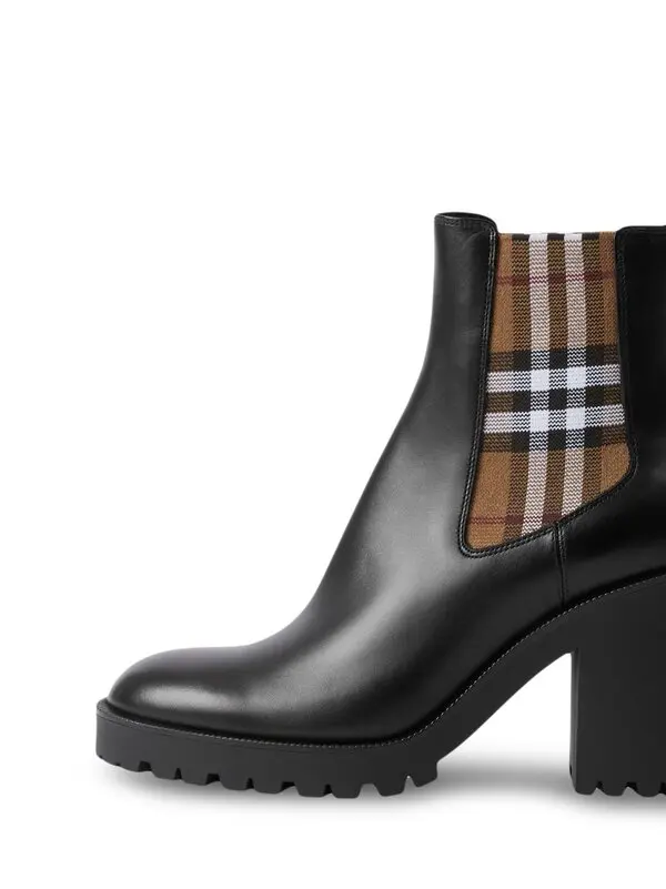 Burberry Check Panel Ankle Boots