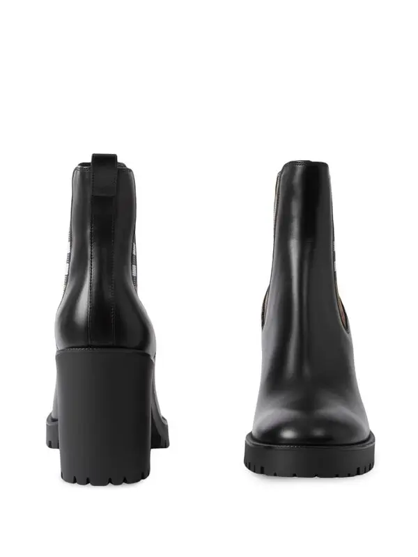 Burberry Check Panel Ankle Boots