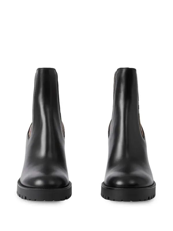 Burberry Check Panel Ankle Boots