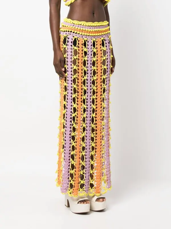 Celiab Argento Open-knit Maxi Skirt