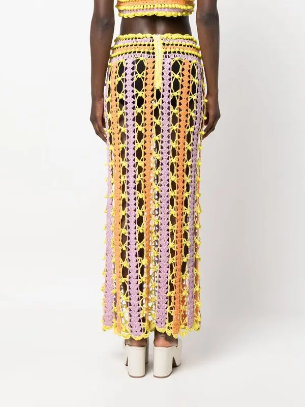 Celiab Argento Open-knit Maxi Skirt