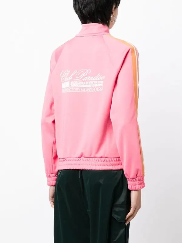 MSGM Logo-print Zip-up Sweatshirt - Pink