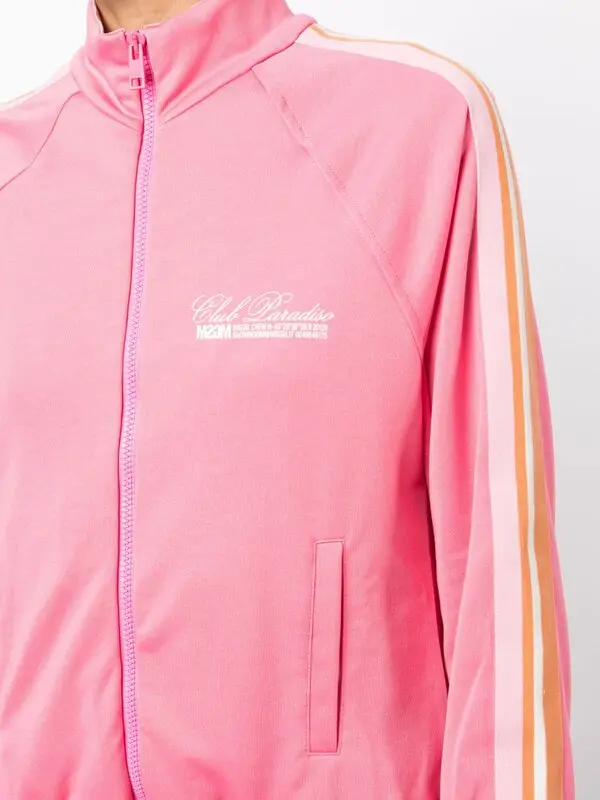 MSGM Logo-print Zip-up Sweatshirt - Pink