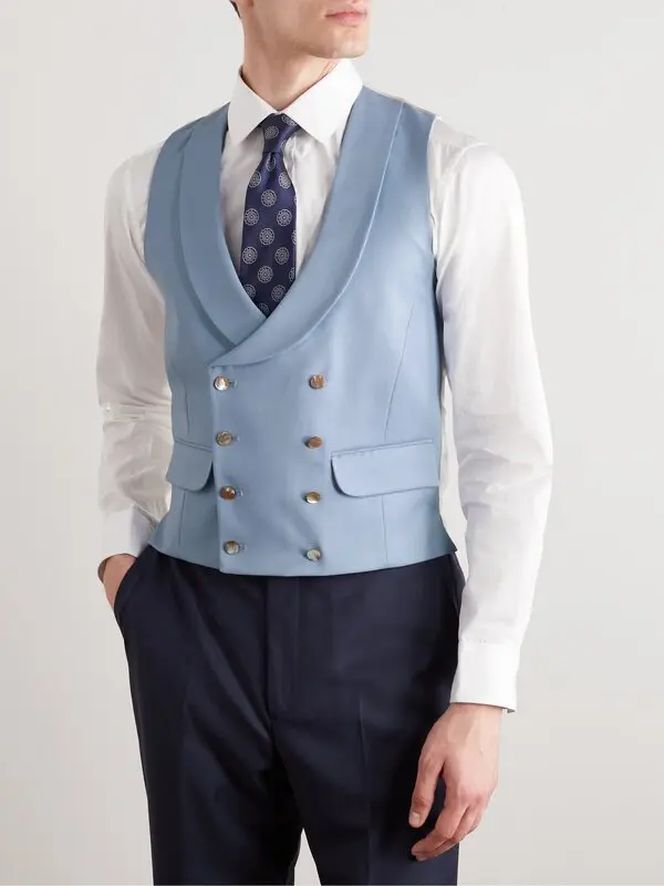 FAVOURBROOK Dukes Slim-fit Shawl-lapel Double-breasted Linen Waistcoat