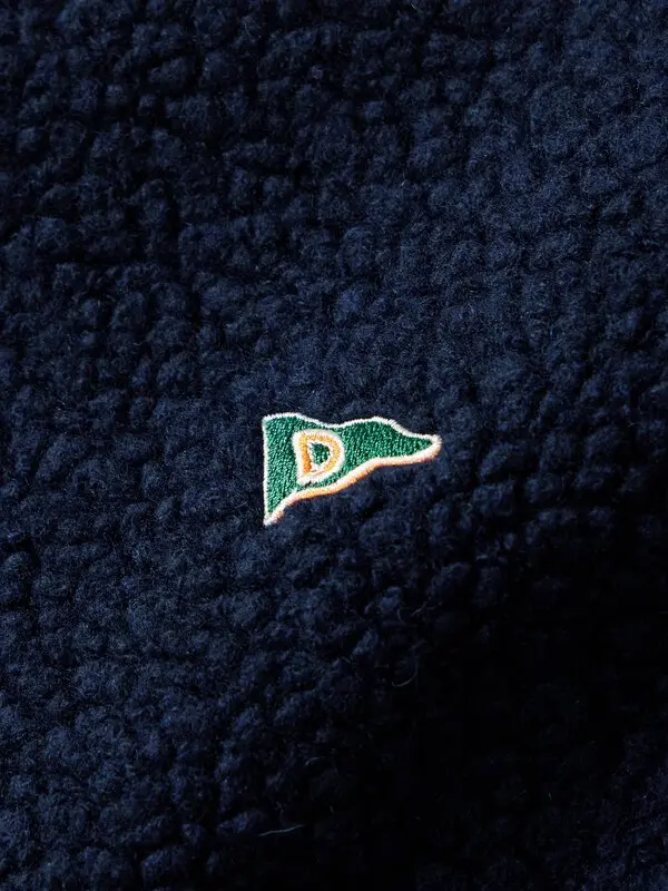 DRAKE'S Logo-embroidered Wool-blend Fleece Jacket - Blue