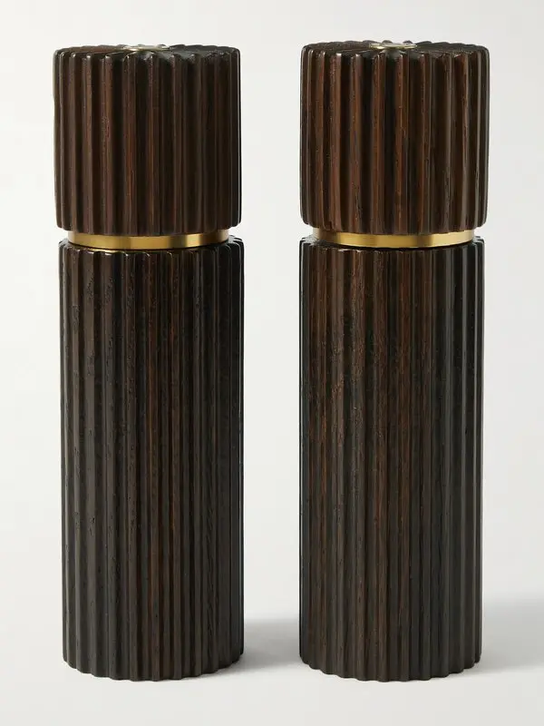 L'Objet Ionic Smoked Oak And Gold-tone Salt And Pepper Mills - Brown
