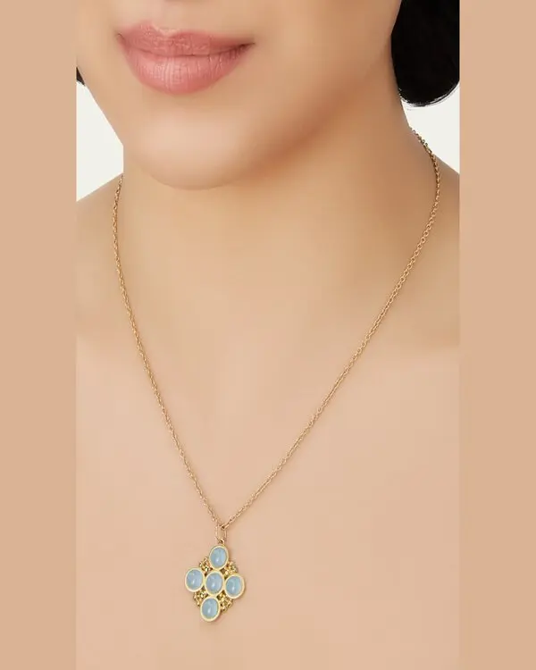 L. KLEIN 18k Gold Bubbles Aquamarine Pendant Necklace