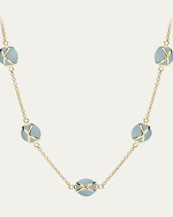 L. KLEIN 18k Gold Prisma Aquamarine Chain Necklace - Aqua