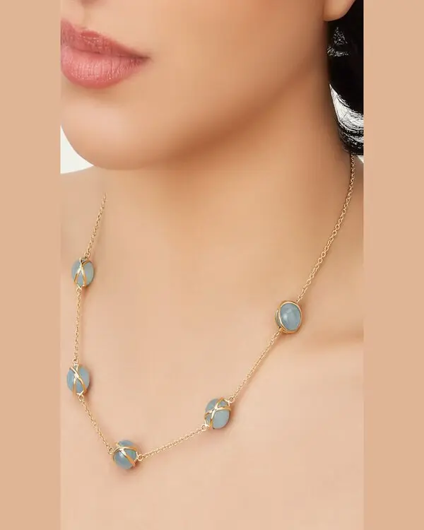 L. KLEIN 18k Gold Prisma Aquamarine Chain Necklace