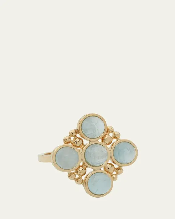 L. KLEIN 18k Yellow Gold Aquamarine Bubbles Ring - Aqua