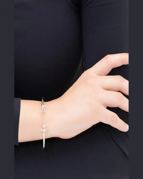 L. KLEIN Prisma 18k Gold And Rose Quartz Bangle - Pink