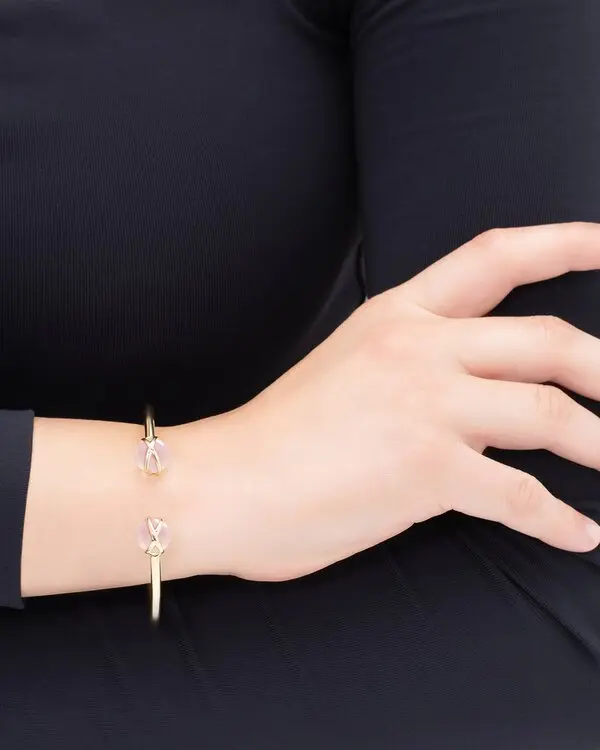 L. KLEIN Prisma 18k Gold And Rose Quartz Bangle - Pink