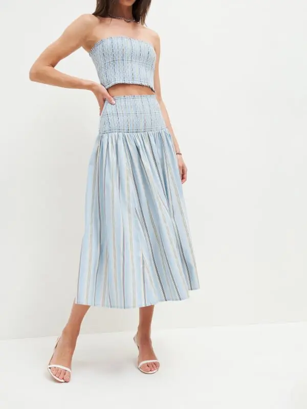 REFORMATION Haven Midi Skirt - Cabana Stripe