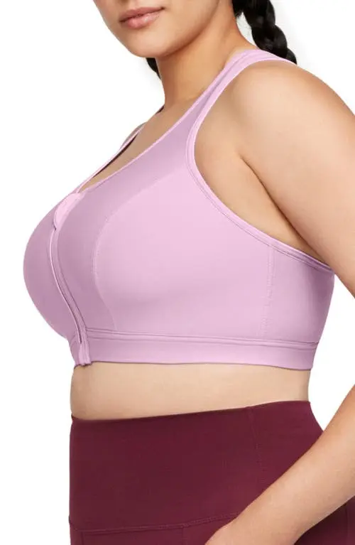 GLAMORISE Full Figure Zip-up Sports Bra - Lavender