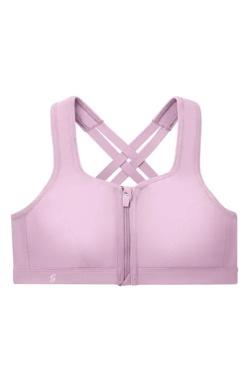 GLAMORISE Full Figure Zip-up Sports Bra - Lavender