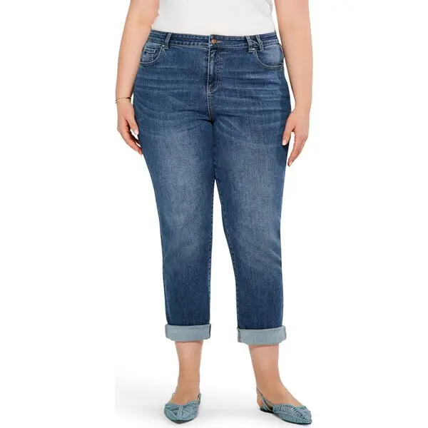 NIC+ZOE Cuffed Straight Leg Girlfriend Jeans