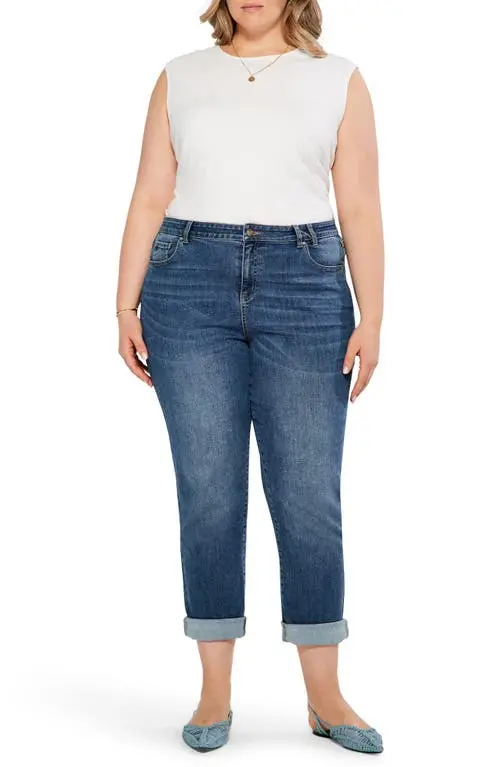NIC+ZOE Cuffed Straight Leg Girlfriend Jeans